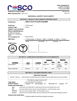 Rosco - Heavy Duty Floor Cleaner - MSDS
